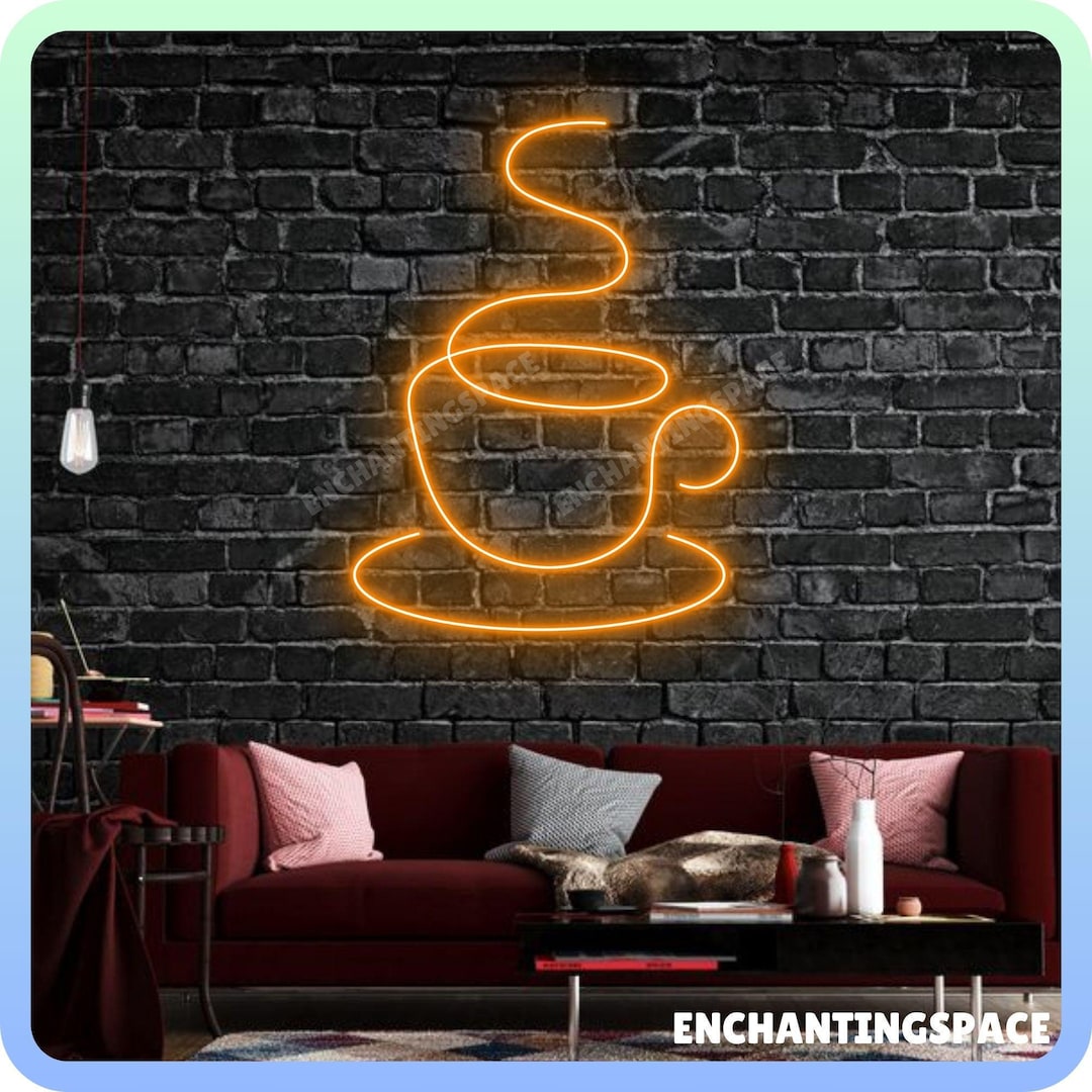 Coffee Line Art Neon Sign, Coffee Store Led Light Wall Decor, Coffee ...