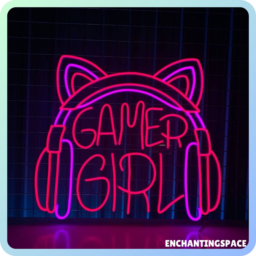Gamer Girl Neon Sign, Headphone Gamer Led Sign, Custom Neon Sign, Video ...