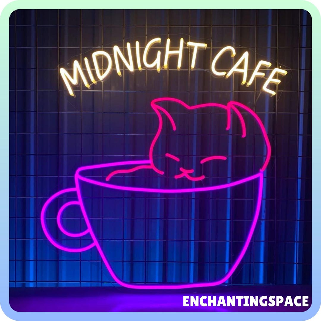 Midnight Cafe Neon Sign, Midnight Coffee Led Light, Custom Neon Sign ...
