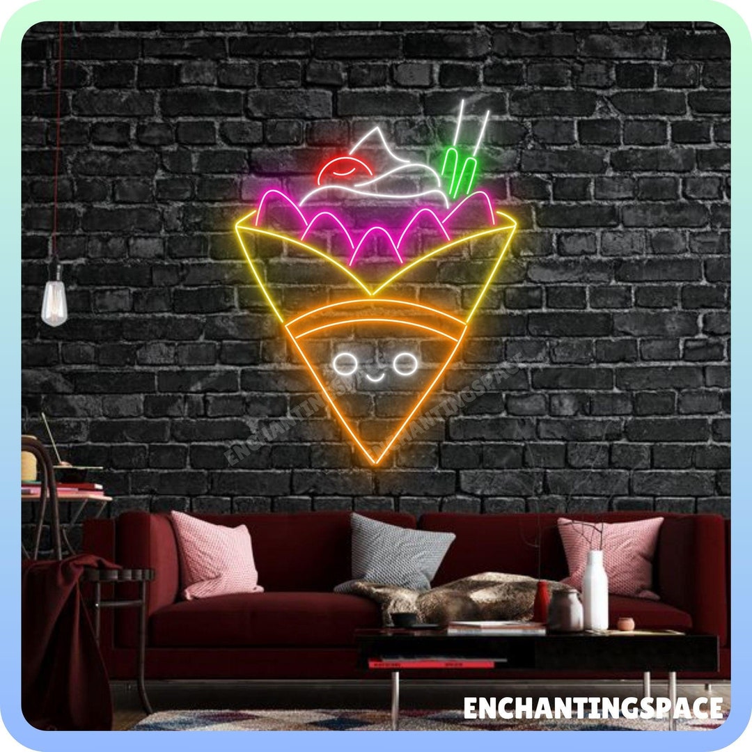 Crepe Cake Neon Sign, Crepes Neon Light for Wall Decor, Crepe Cake Wall ...