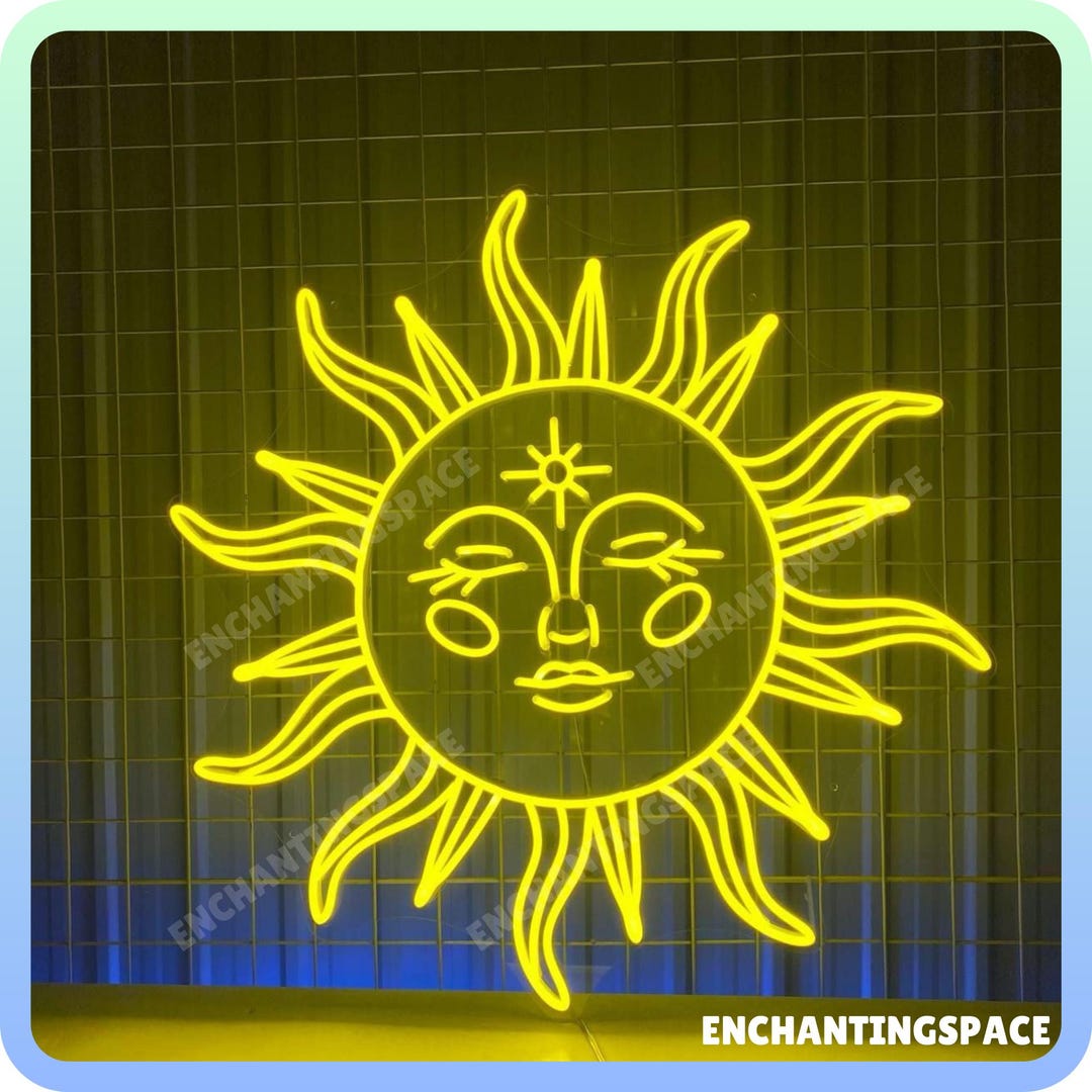 Sun Artwork Neon Sign, Custom Sun Abstract Led Light Wall Sign ...