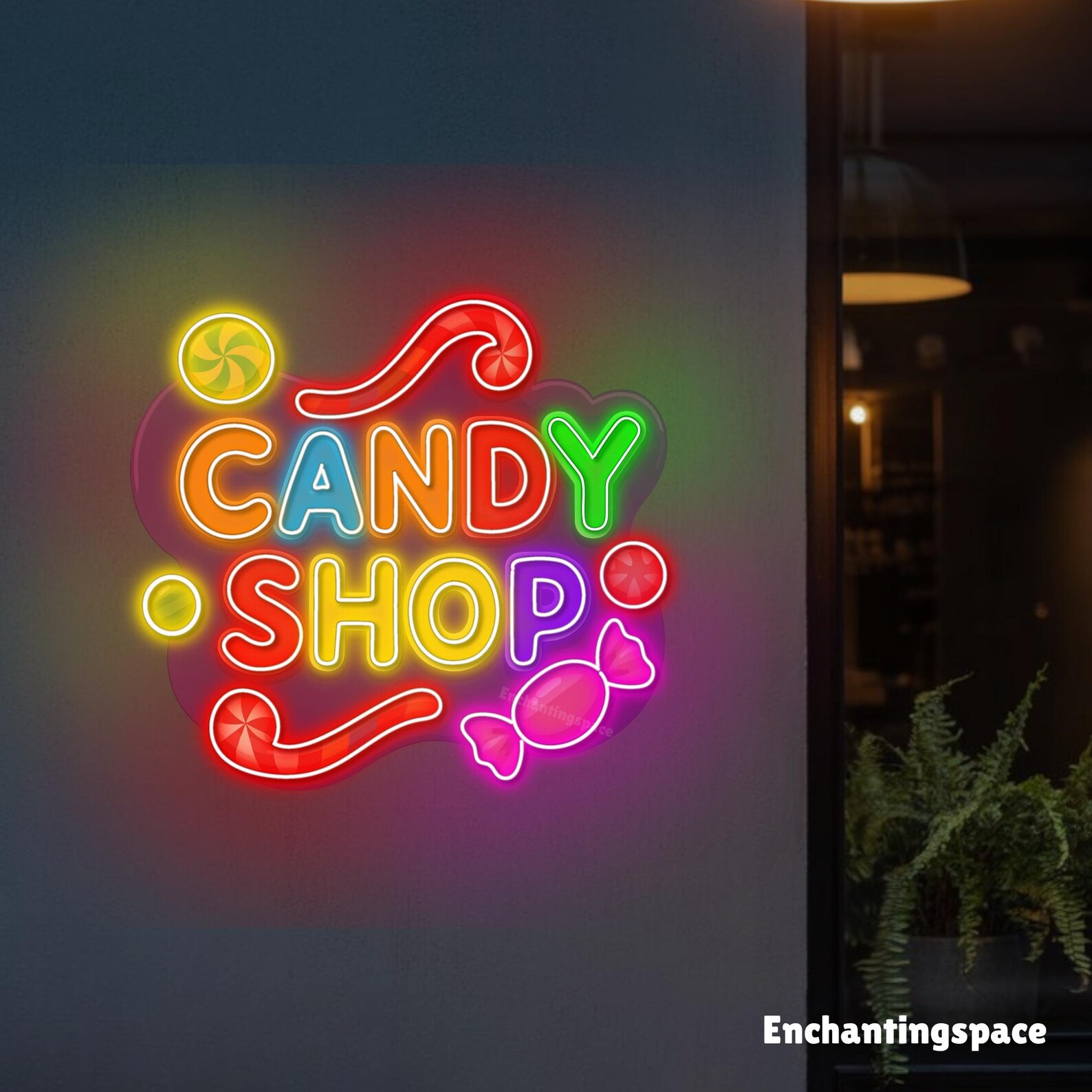 LED Candy Shop Neon Light, Acrylic Neon Sign Wall Art, Colorful Candy ...