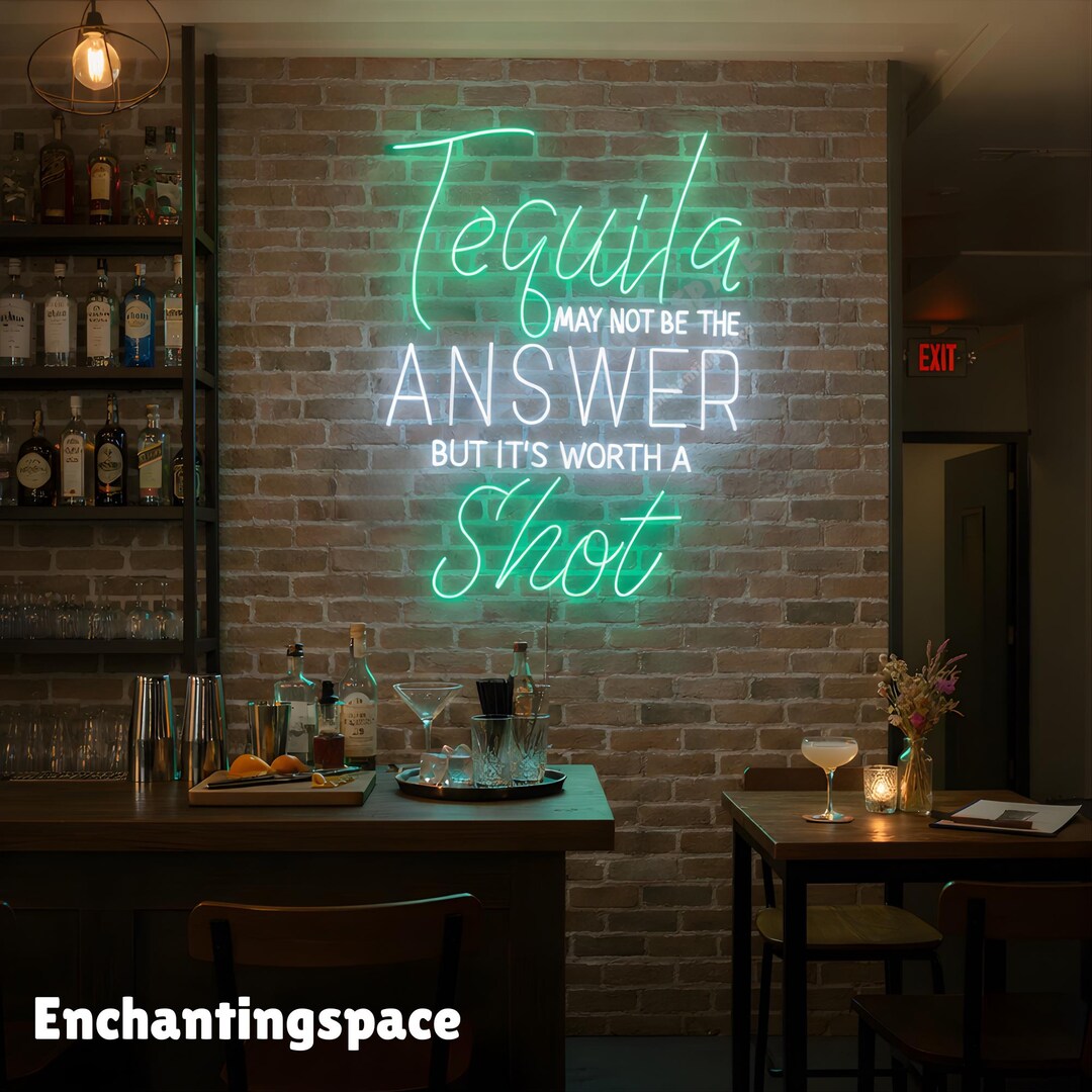 Tequila Shot Neon Sign, Mexican LED Wall Art for Cantinas, Night Bar or ...