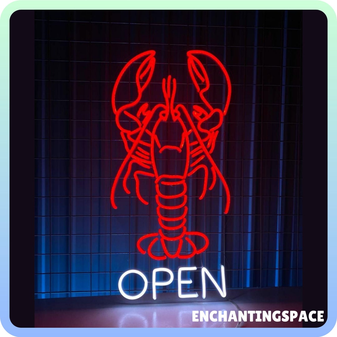 Lobster Open Neon Sign, Seafood Led Sign, Custom Neon Sign, Sea ...