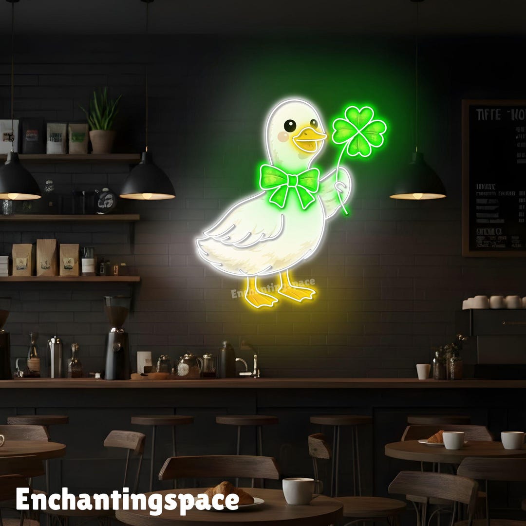 Duck St Patrick’s Day Neon Wall Light, Lucky LED Sign for Pub, Cafe or ...