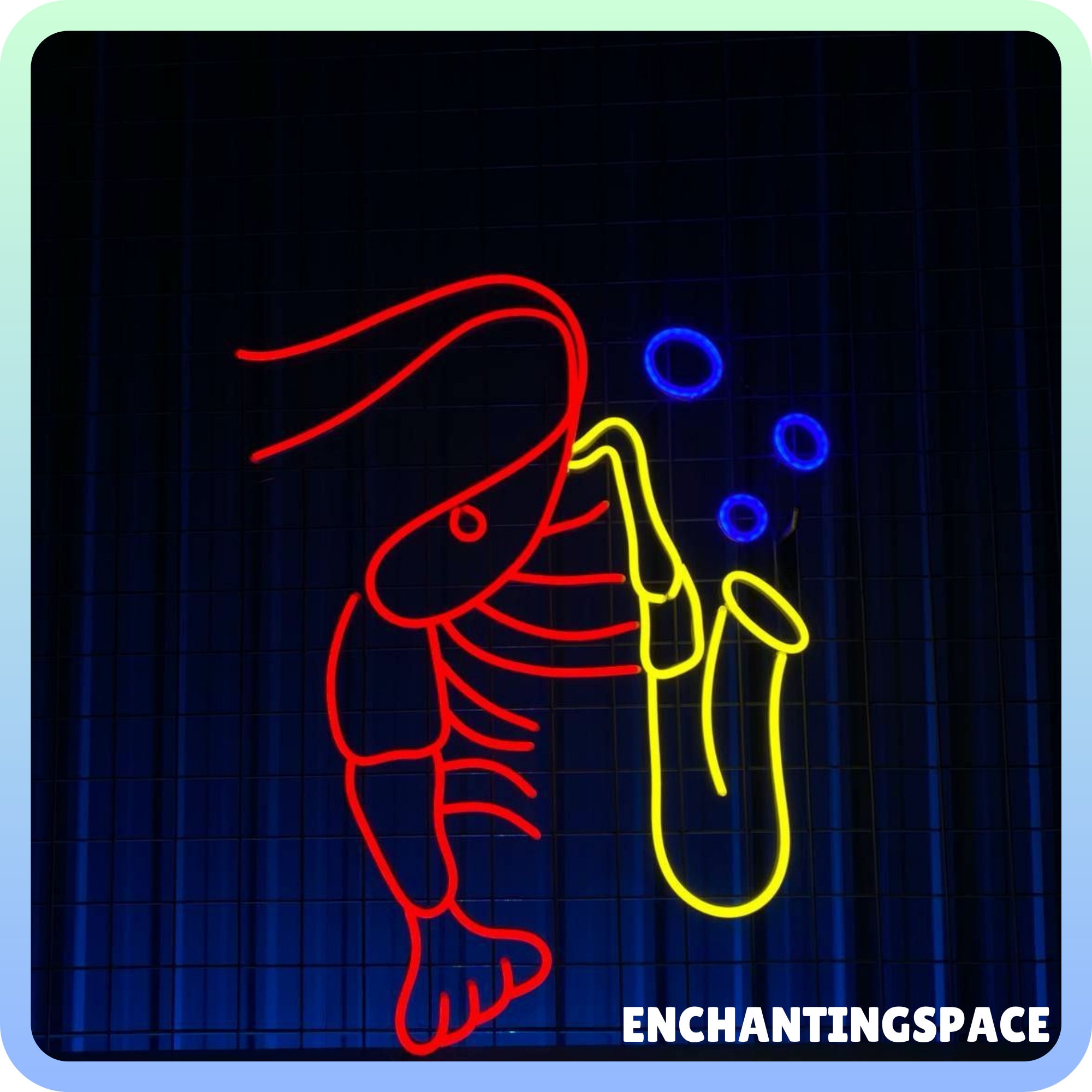 Shrimp Play Saxophone Neon Sign, Musician Led Light, Custom Neon Sign ...