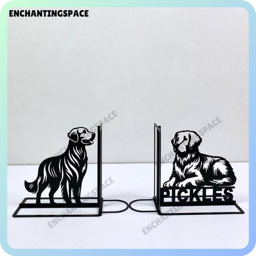 Customized Golden Retriever Dog Metal Bookends, Dog Metal Desk Home ...