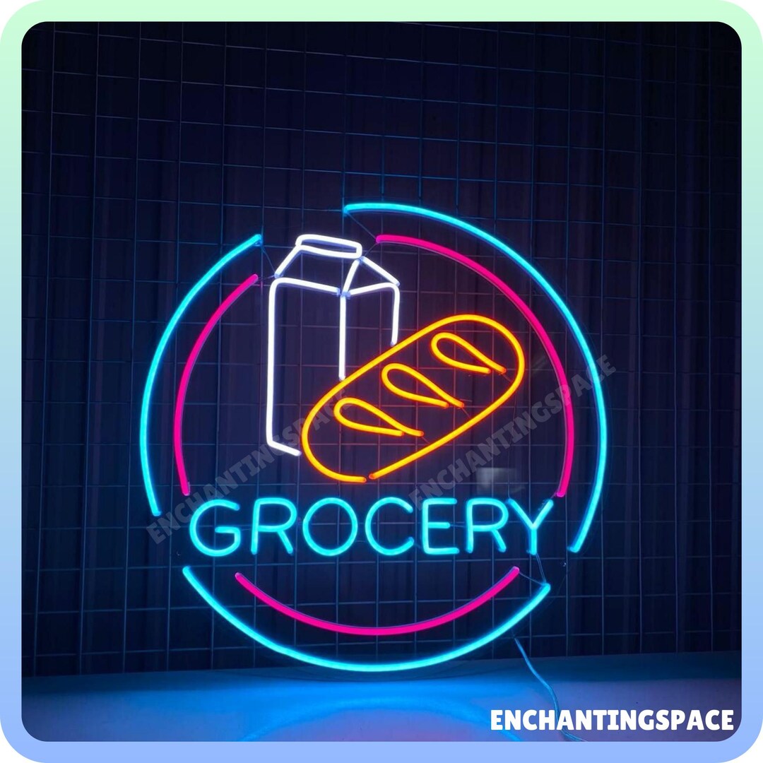 Grocery Neon Sign, Open Grocery Shop Neon Light Up, Grocery Store Neon ...