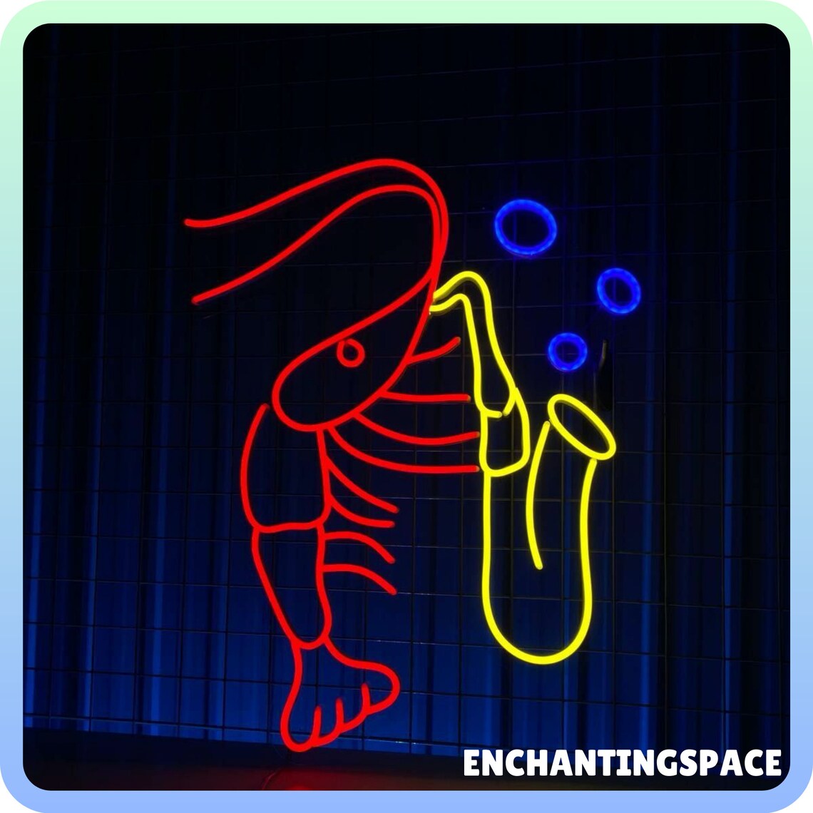 Shrimp Play Saxophone Neon Sign, Musician Led Light, Custom Neon Sign ...