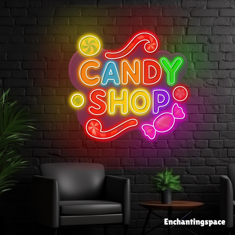 LED Candy Shop Neon Light, Acrylic Neon Sign Wall Art, Colorful Candy ...