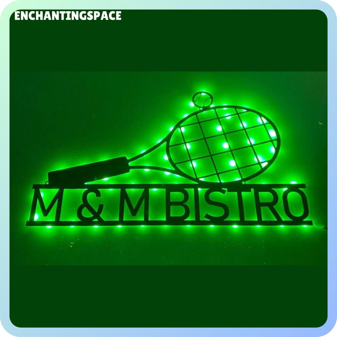 Customized Tennis Metal Wall Art LED Light, Personalized Tennis Player ...