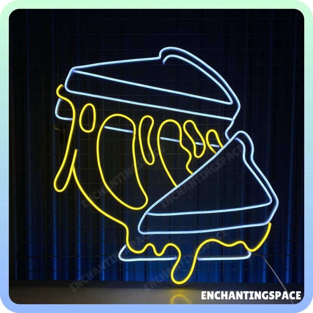 Cheese Sandwich Neon Sign, Grilled Cheese Sandwich Led Light, Cheese ...