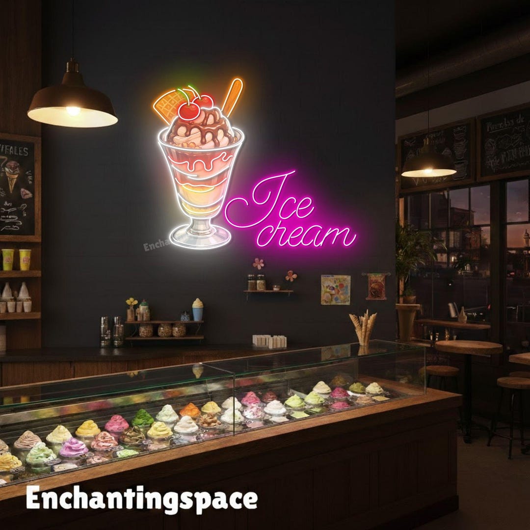 Ice Cream LED Neon Wall Sign, Colorful Dessert Light for Cafe ...