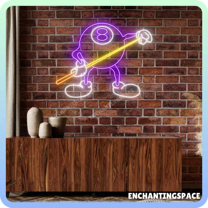 8 Ball Neon Sign, Billiards Led Sign Wall Art, Billiards Club Neon ...