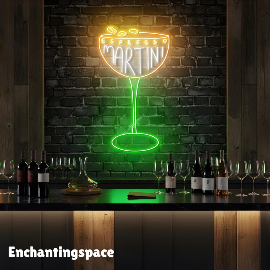 Martini Neon Sign for Pub, Lounges or Home Bar Decor, Bright Cocktail ...