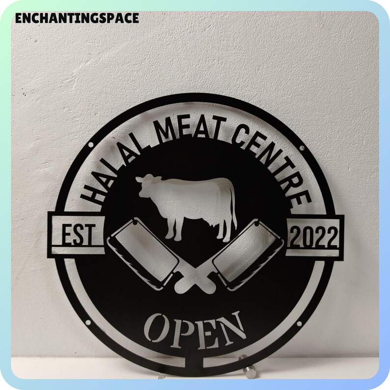 Customized Meat Centre Open Metal Wall Art LED Light, Personalized ...