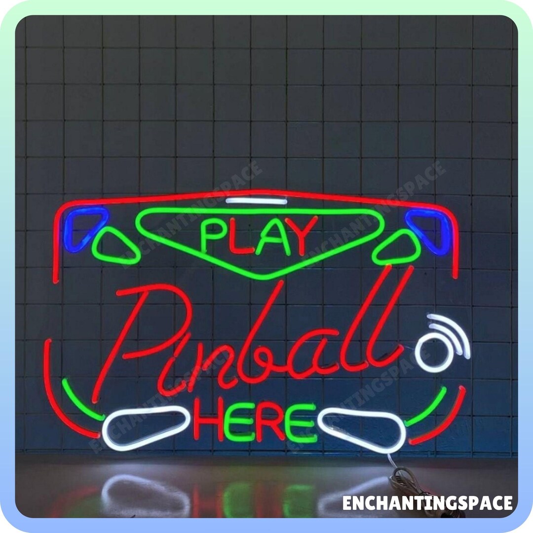 Play Pinball Here Neon Sign, Play Pinball Here Led Light, Arcade Neon ...