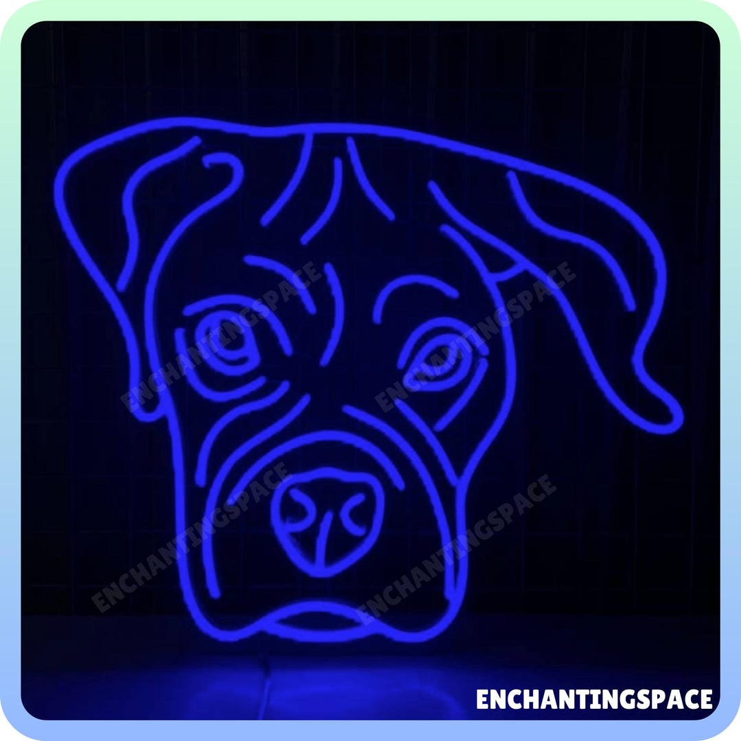 Boxer Neon Sign, Boxer Puppy Led Light Wall Art, Pet Store Wall Decor ...