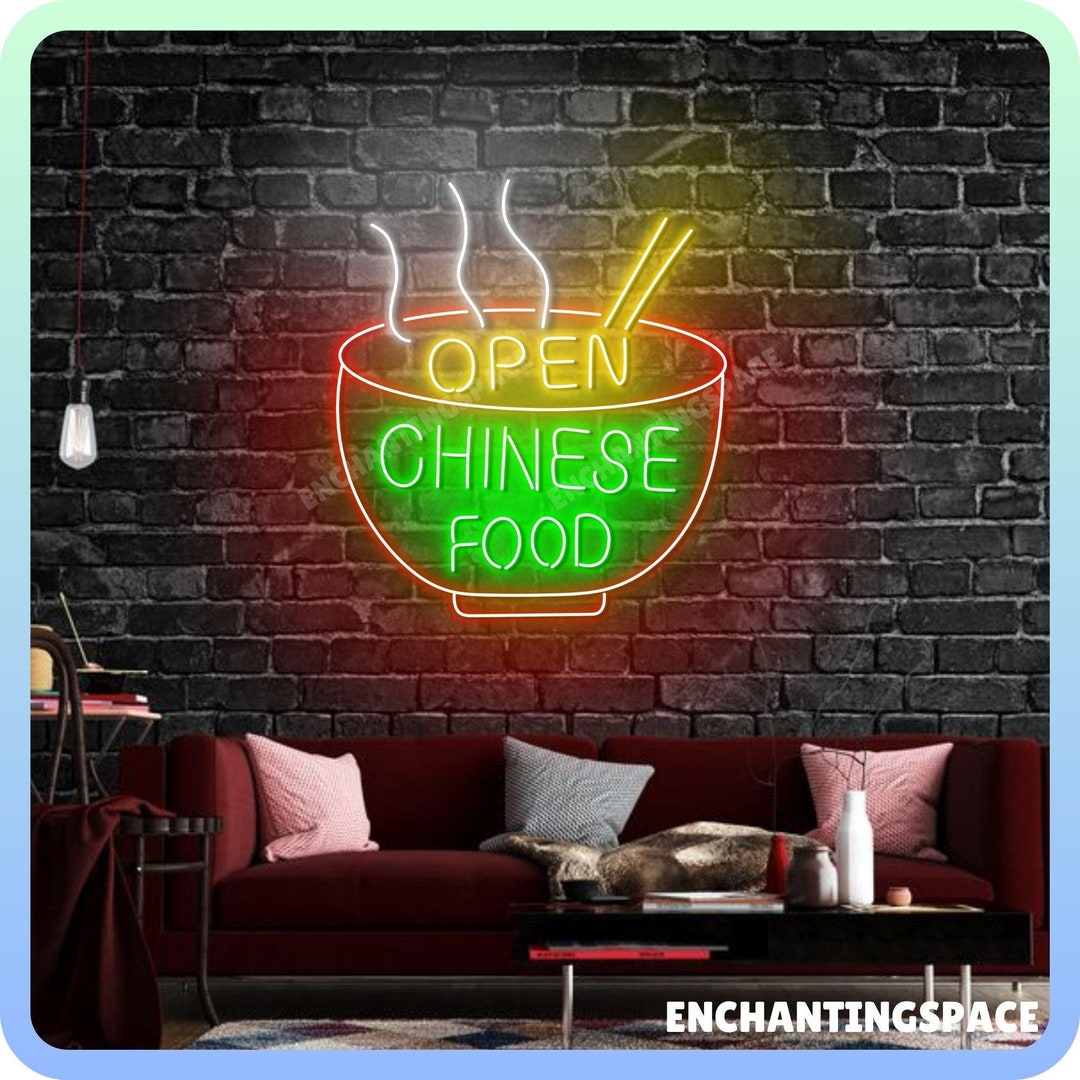 Open Chinese Food Neon Sign, Custom Chinese Food Led Sign Wall Art ...