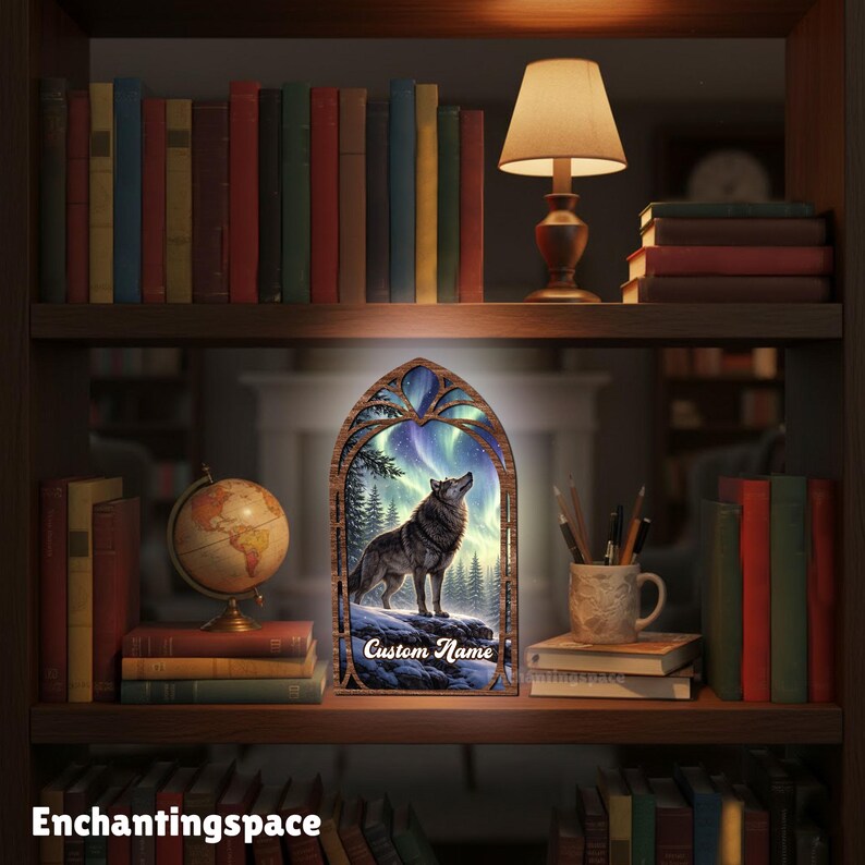 Personalized Wolf LED Window Book Nook, Fantasy Reading Nook or ...