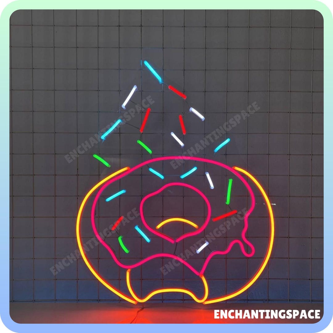Donut Sprinkles Neon Sign, Donut Shop Neon Light Up, Donut Bakery Store ...
