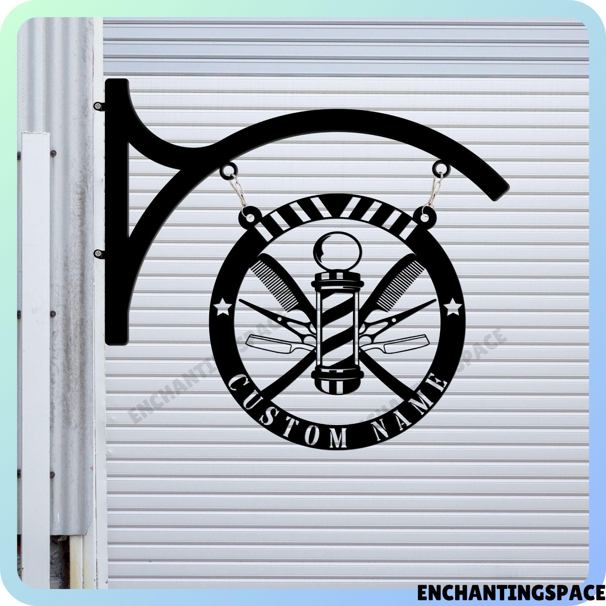 Personalized Barber Shop Metal Hanging Sign, Hairdresser Store Front ...