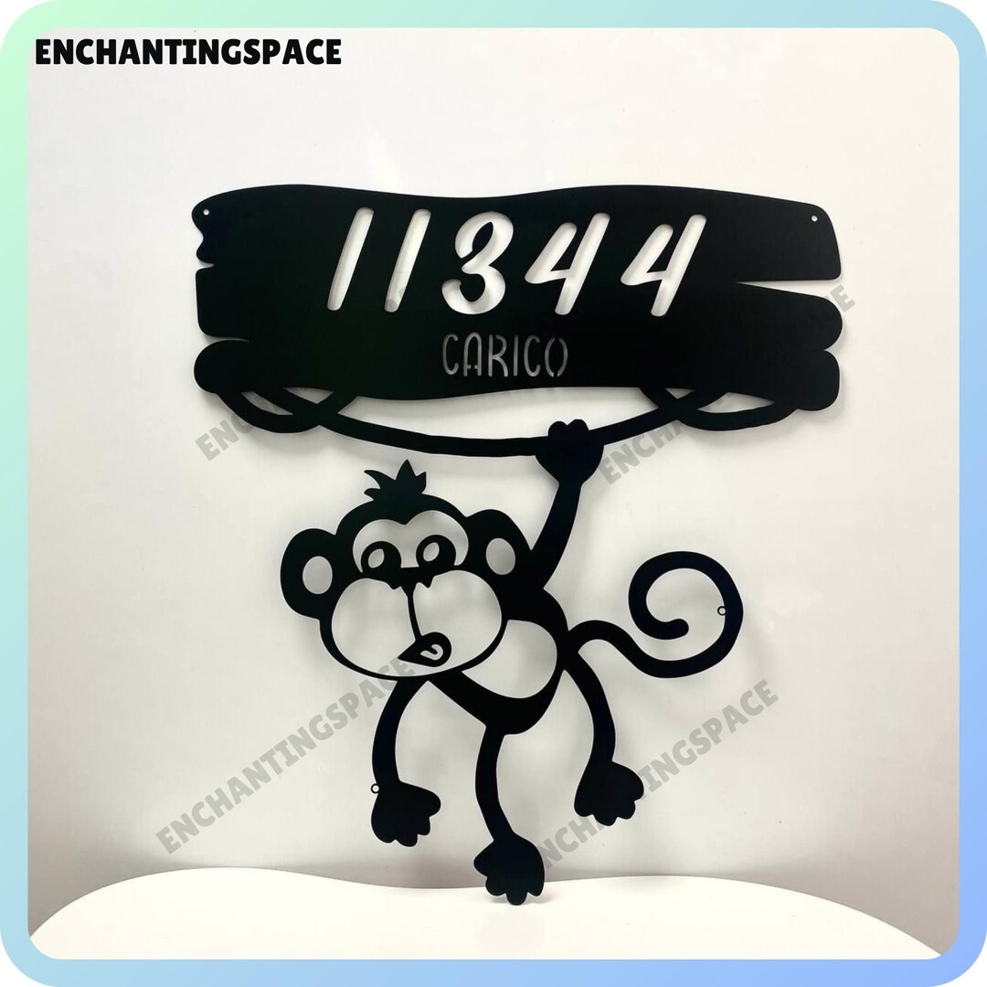 Customized Monkey Metal House Number, Outdoor House Address Sign ...