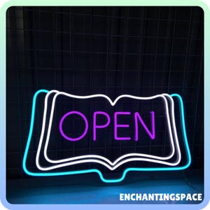 Open Reading Book Neon Sign, Library Led Sign, Custom Neon Sign, Book ...