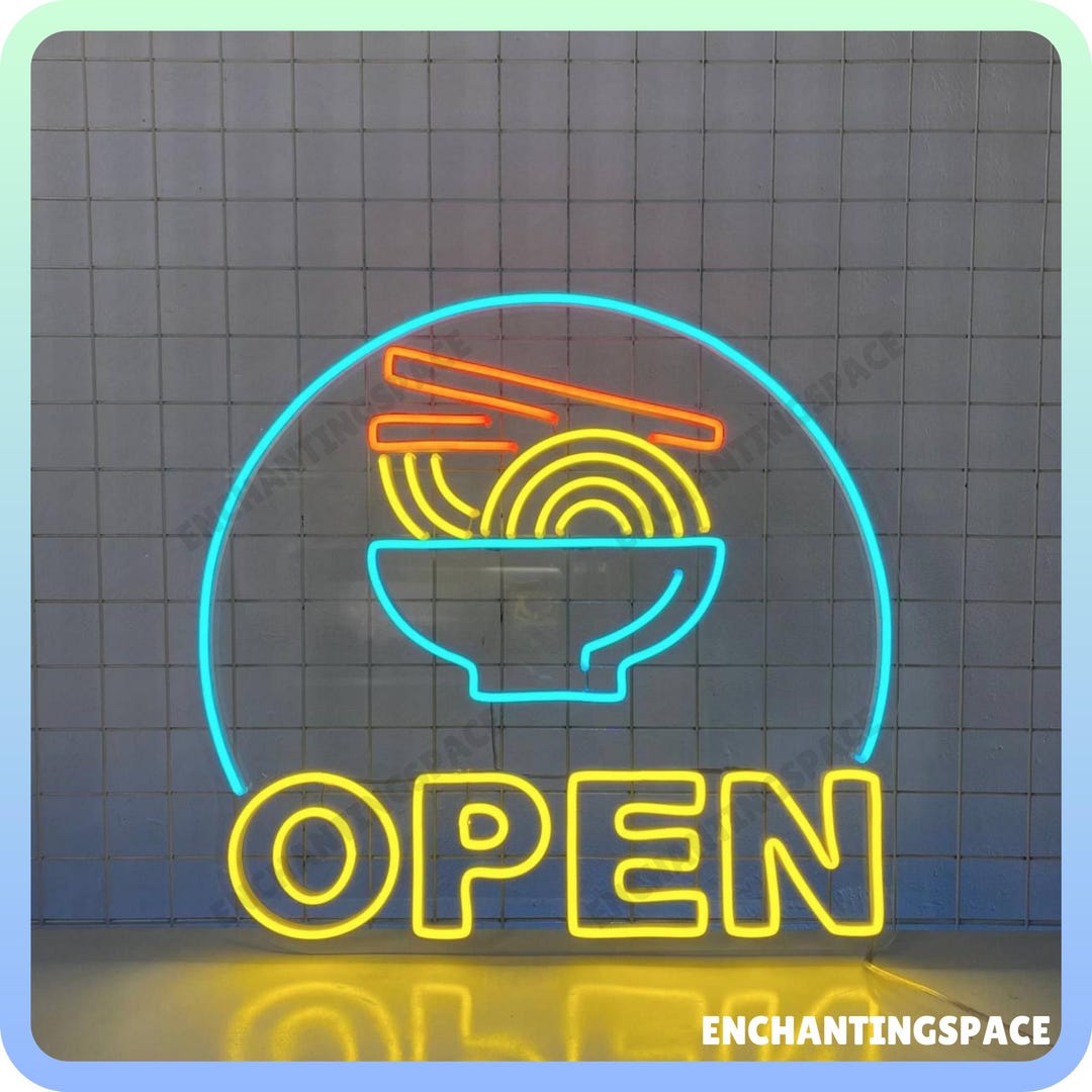 Open Ramen Neon Sign Wall Art, Open Ramen Store Led Sign, Japanese ...