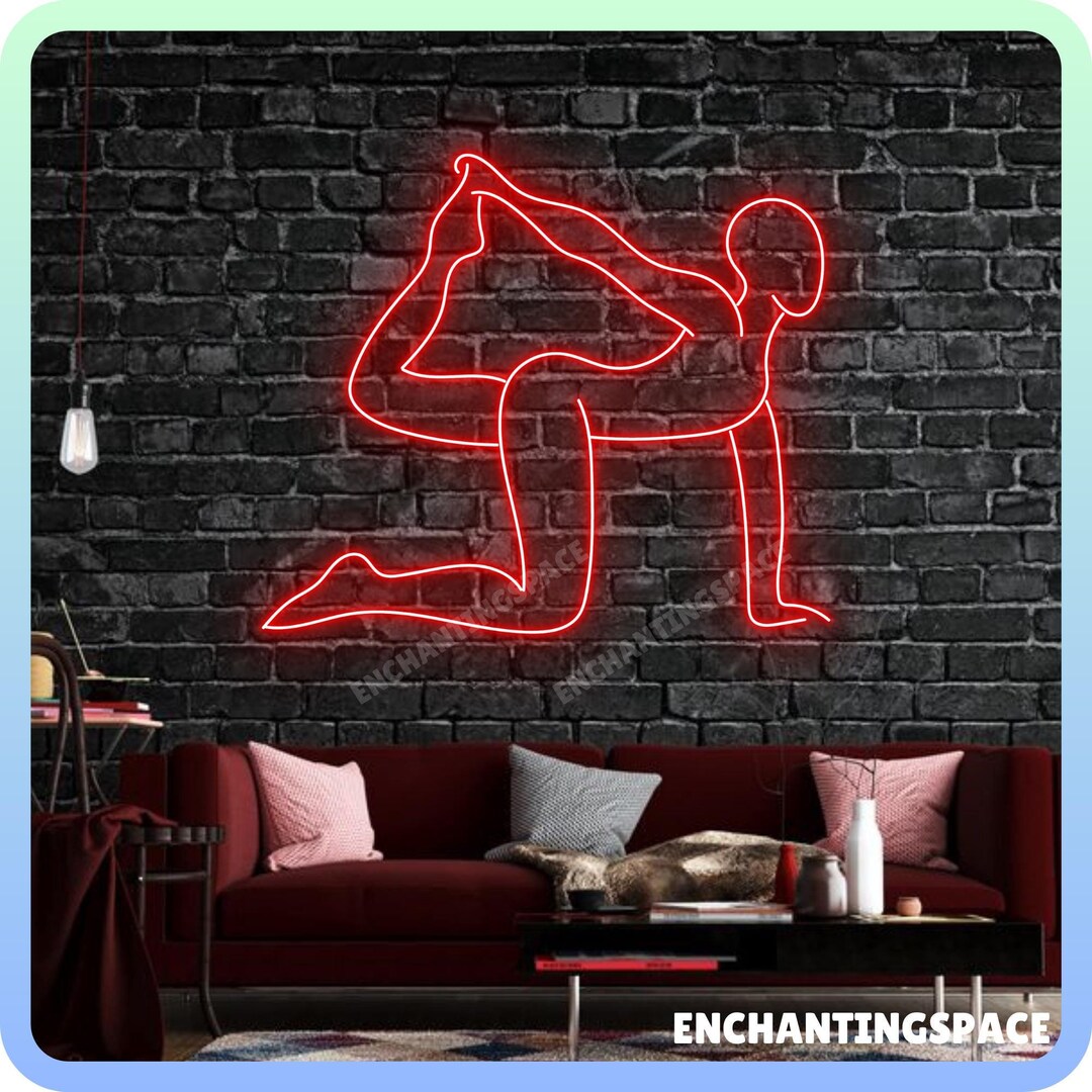 Yoga Pose Line Art Neon Sign, Minimalist Yoga Neon Art Sign, Yoga Pose ...