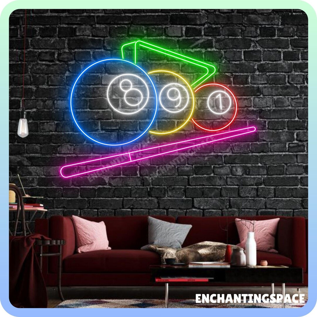 Billiards Neon Sign, Billiards Led Sign Wall Art, Billiards Club Neon ...