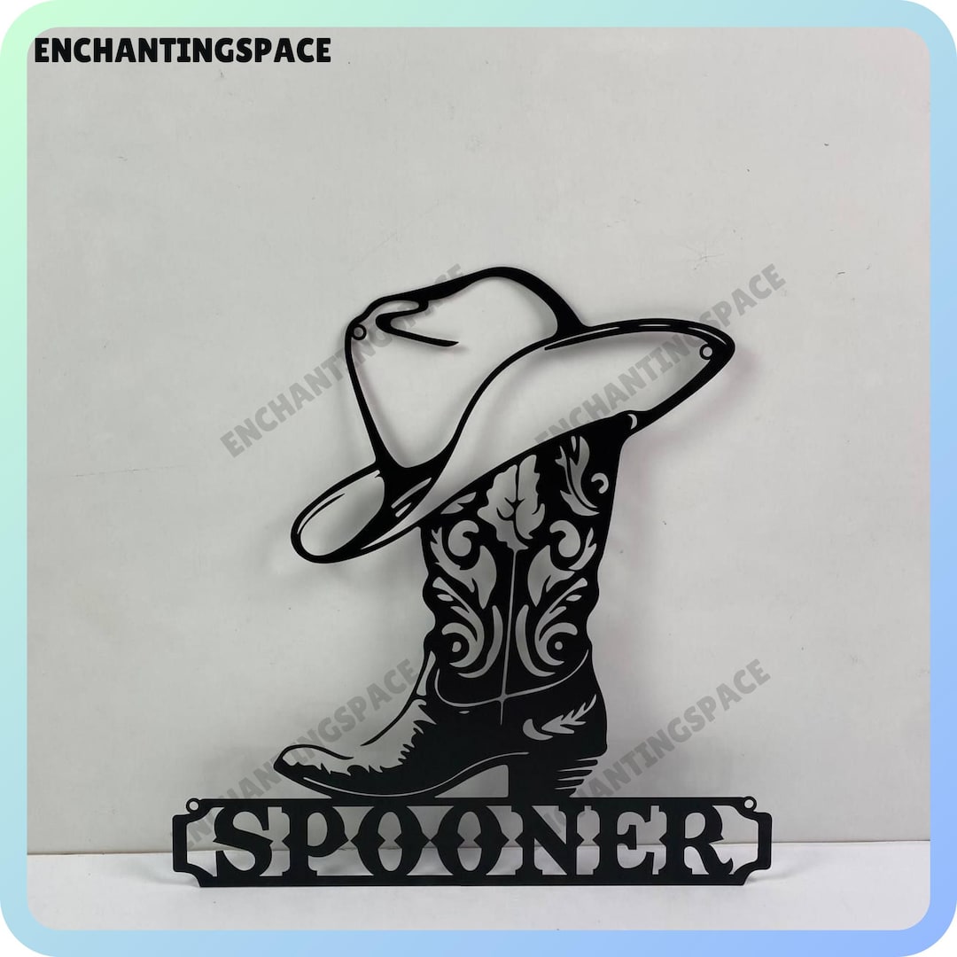 Customized Cowboy Boots Hat Metal Wall Art LED Light, Western Cowboy ...