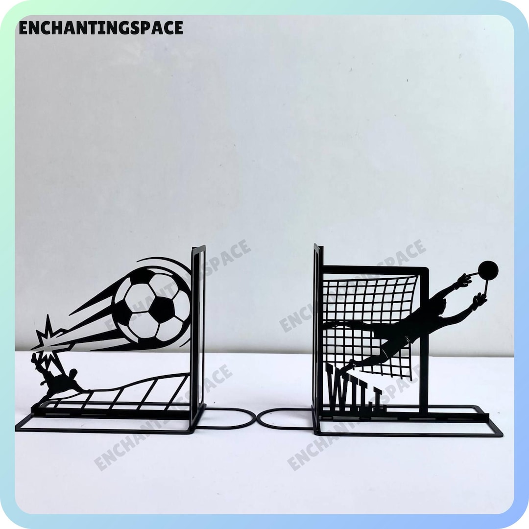 Customized Soccer Shooting Metal Bookends, Soccer Name Bookend, Sport ...