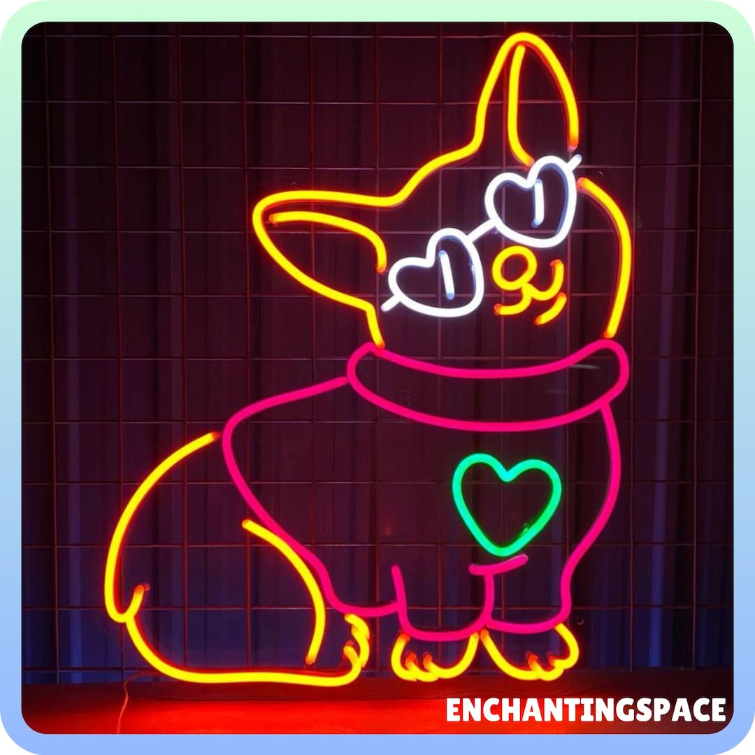 Corgi Dog Neon Sign, Cute Corgi Led Sign, Custom Neon Sign, Pet Spa ...