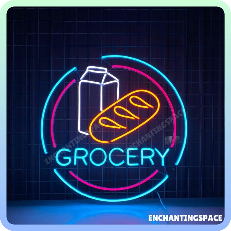 Grocery Neon Sign, Open Grocery Shop Neon Light Up, Grocery Store Neon ...