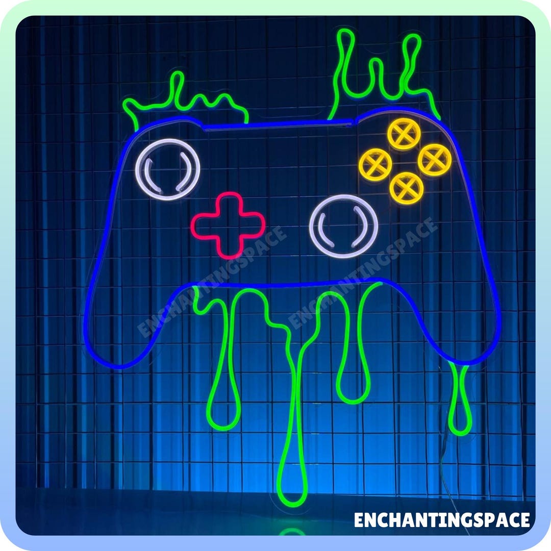 Dripping Game Controller Neon Sign, Game Controller Led Light, Video ...