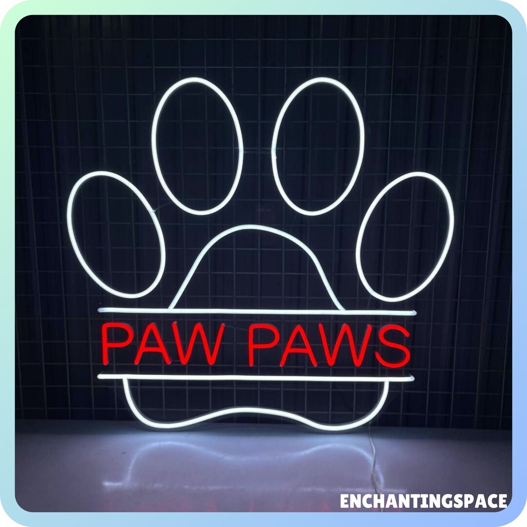 Paw Paws Neon Sign, Paw Print Led Light Sign, Custom Neon Sign, Pet Spa ...