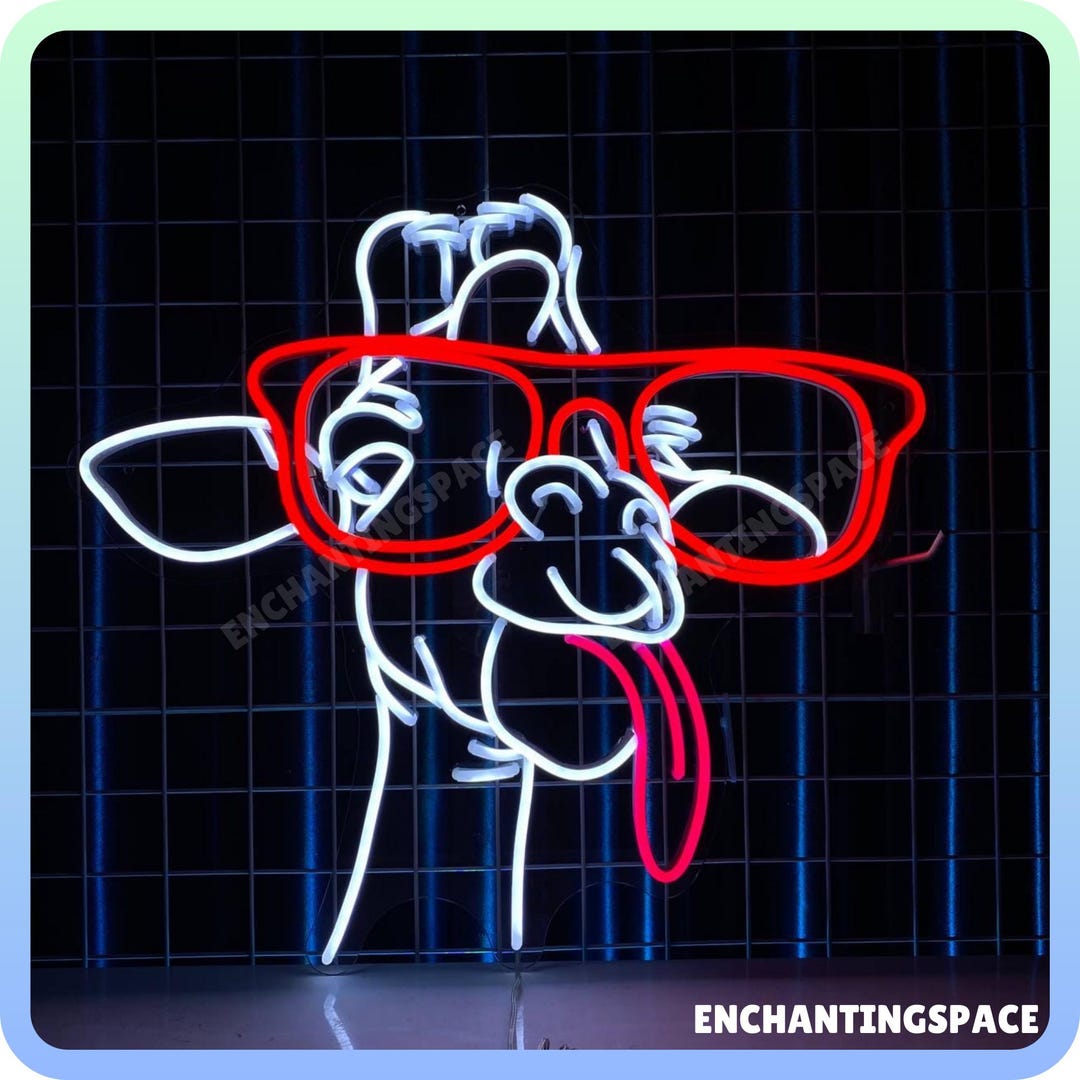 Giraffe Glasses Neon Sign, Giraffe Led Light for Nursery Wall Sign ...