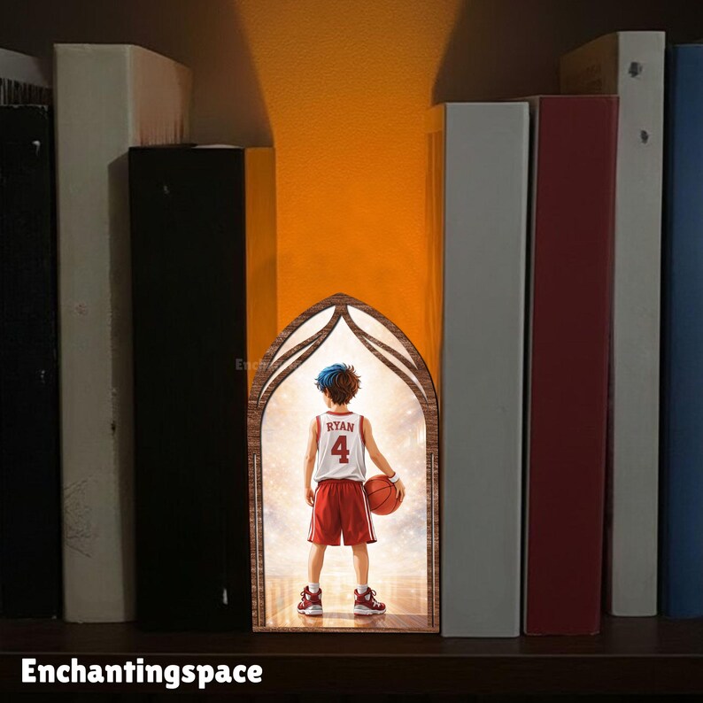 Custom Basketball Window Book Nook, Personalized Desk Decor, LED ...