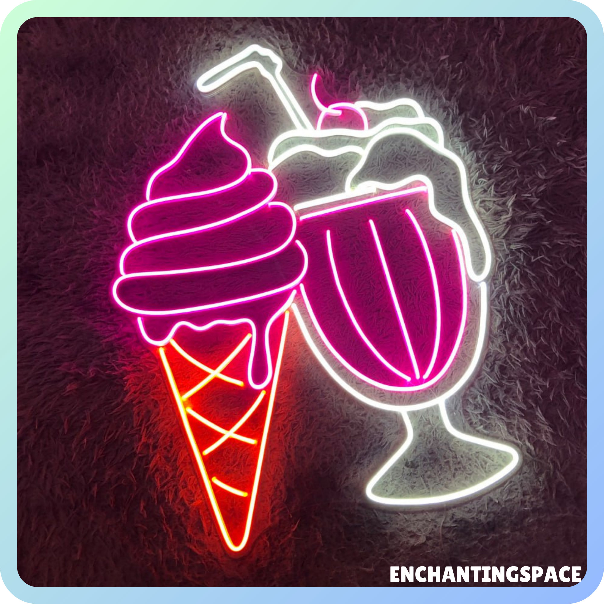 Ice Cream & Milkshake Neon Sign, Ice Cream Cone Led Sign, Custom Neon ...