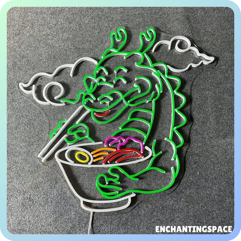 Dragon Eating Ramen Neon Sign, Dragon Ramen Led Sign, Custom Neon Sign ...