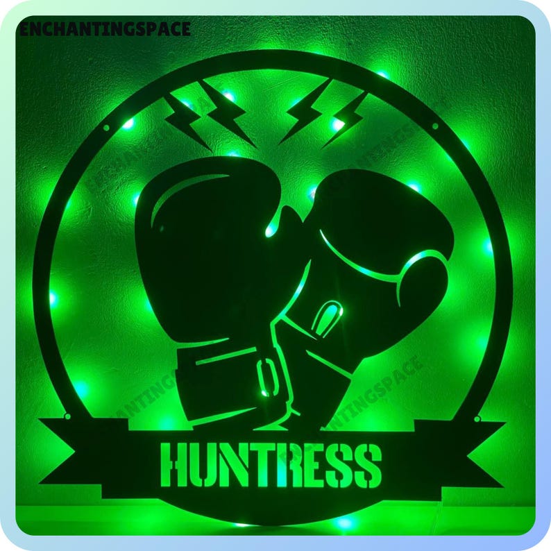Custom Boxing Gloves Metal Wall Art LED Light, Personalized King Boxer ...
