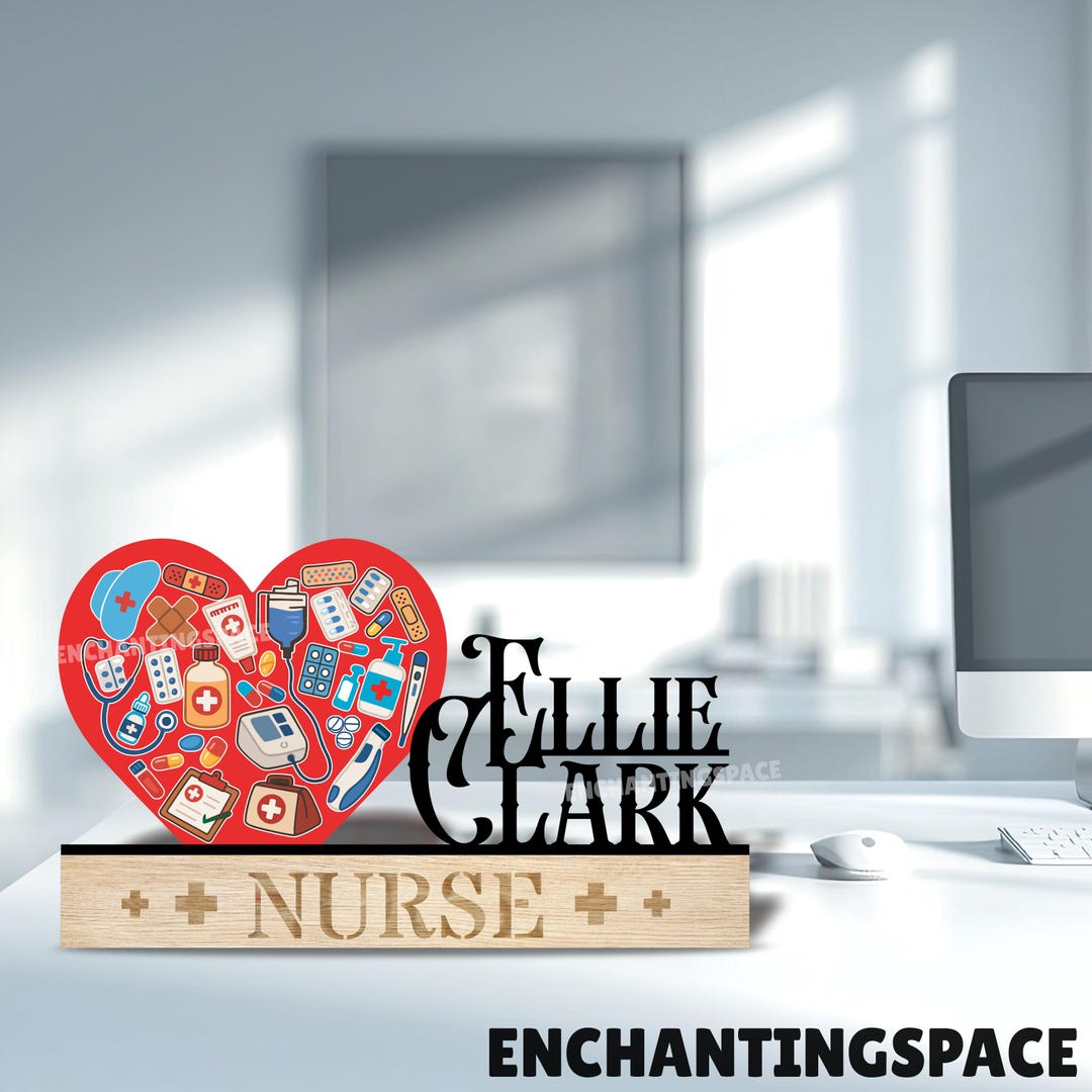 Custom Nurse Wooden Name Plate, Engraved Nurse Desk Name Plate Sign ...