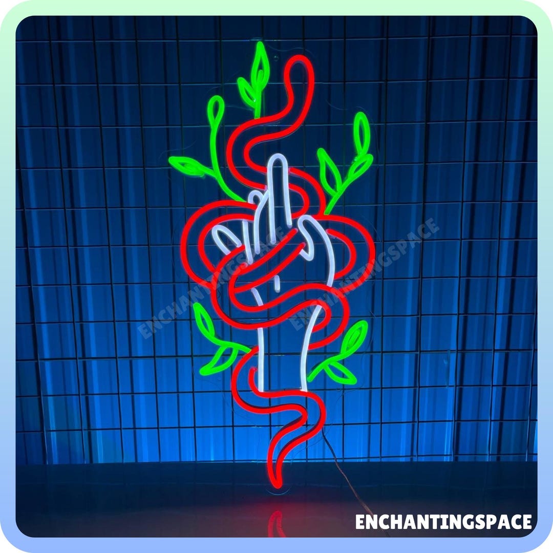 Hand Holding Snake Led Sign, Custom Snake Art Neon Light, Snake ...