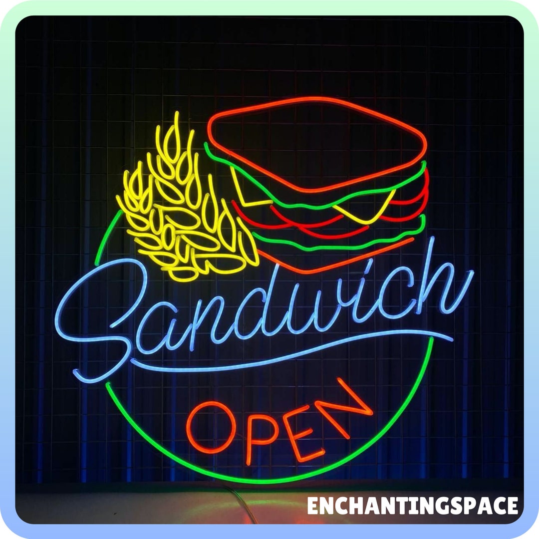 Sandwich Open Neon Sign, Sandwich Led Light Sign, Custom Neon Sign ...