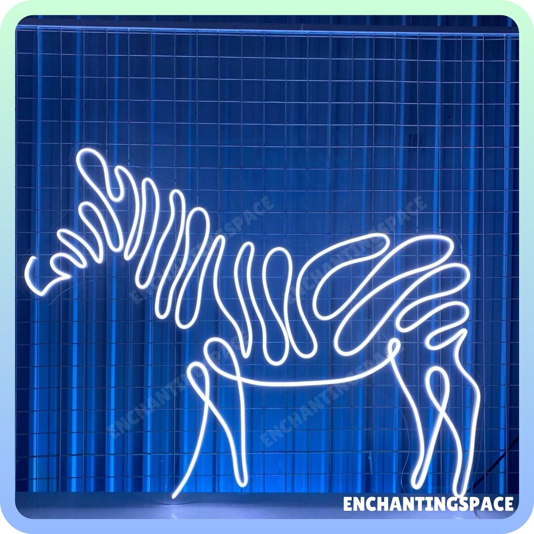 Zebra Minimalist Art Neon Sign, Animal Zebra Led Light, Zebra Artwork ...