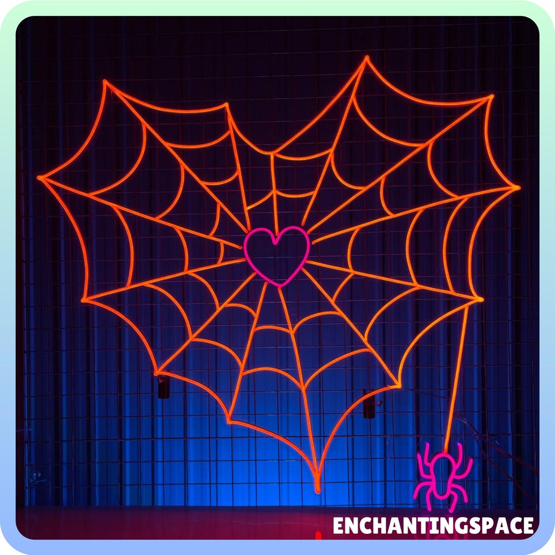 Spider Web Neon Sign, Spider Halloween LED Light, Custom Neon Sign ...