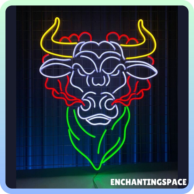 Angry Bison Neon Sign, Bison Led Light, Bison Led Sign, Custom Neon ...