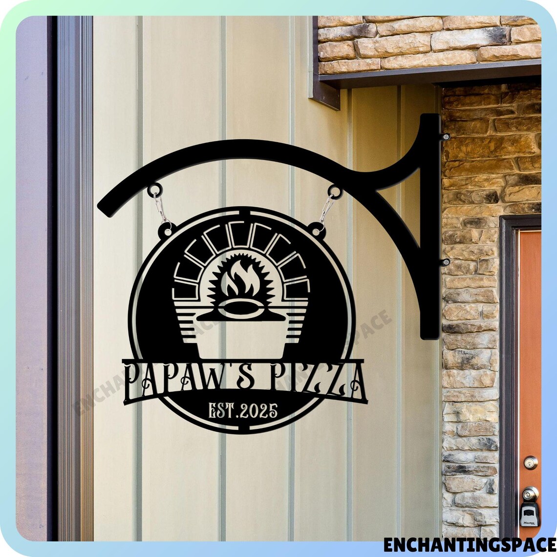Personalized Pizza Metal Hanging Sign, Pizza Logo Store Front Sign ...