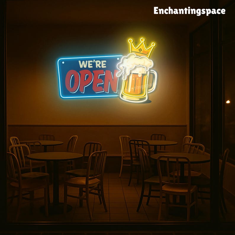Open Beer Bar Neon Sign, LED Wall Light for Bar, Pub or Home Bar Decor ...